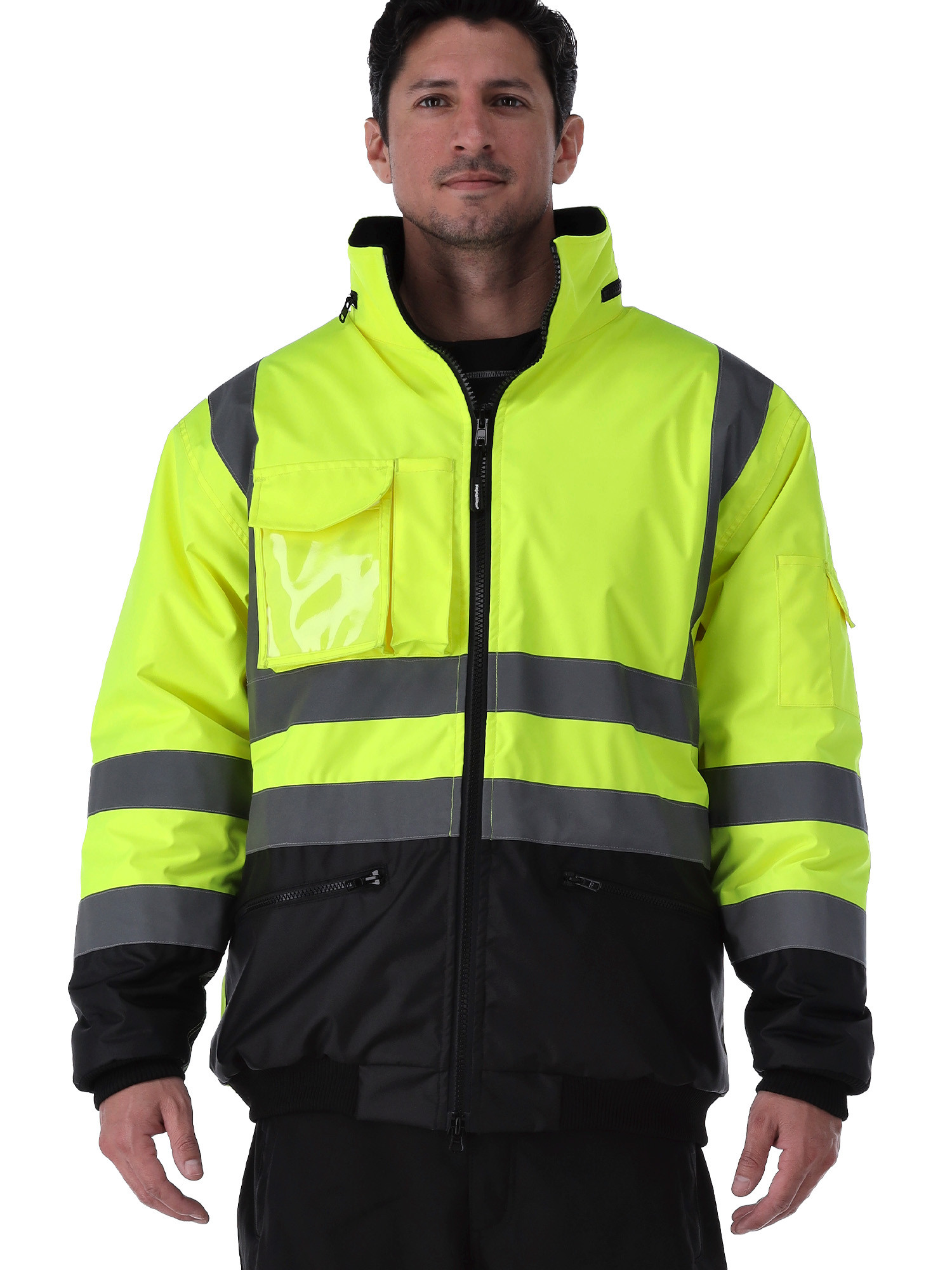 HiVis Waterproof Bomber Jacket - Weather Protection