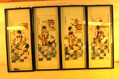 Vintage Asian Shell Art Geisha