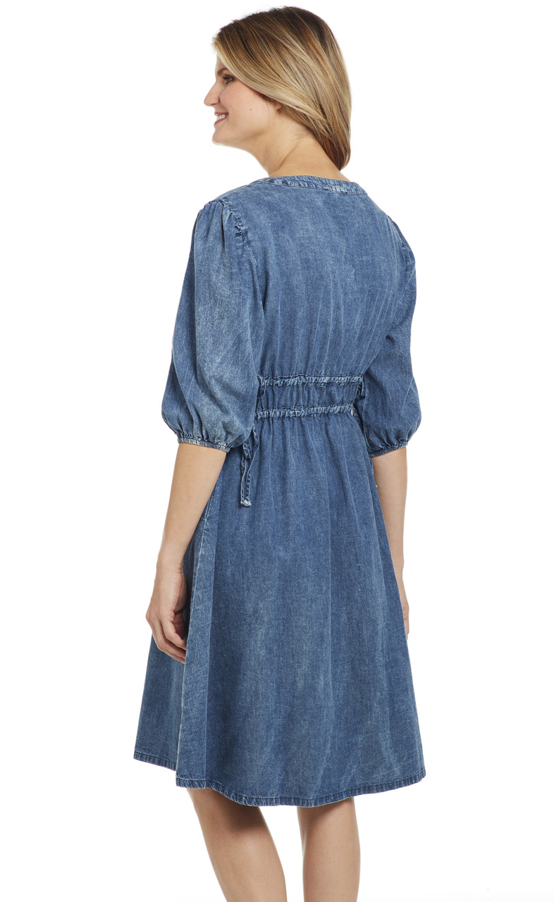 Embroidered Button Down Duster Dress W/ Vintage Wash (CG00102 ...