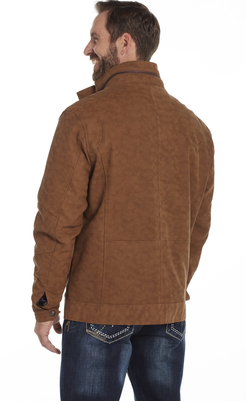 Faux Leather Snap & Zip Front Jacket W/ Removable Knit Collar Placket ...