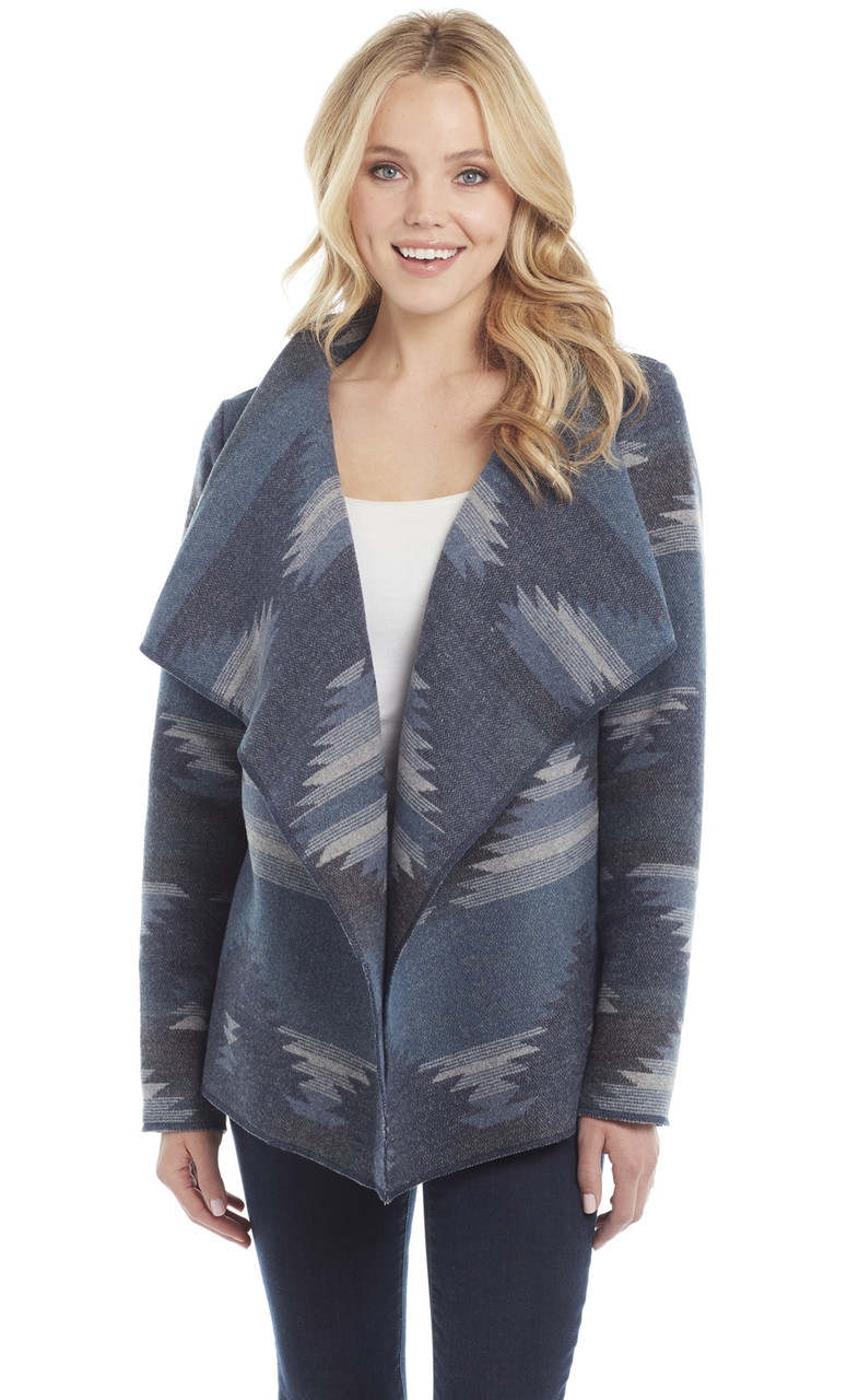 Navajo Open Front Blanket Wrap Jacket (CR15349-F23) - Cripple Creek