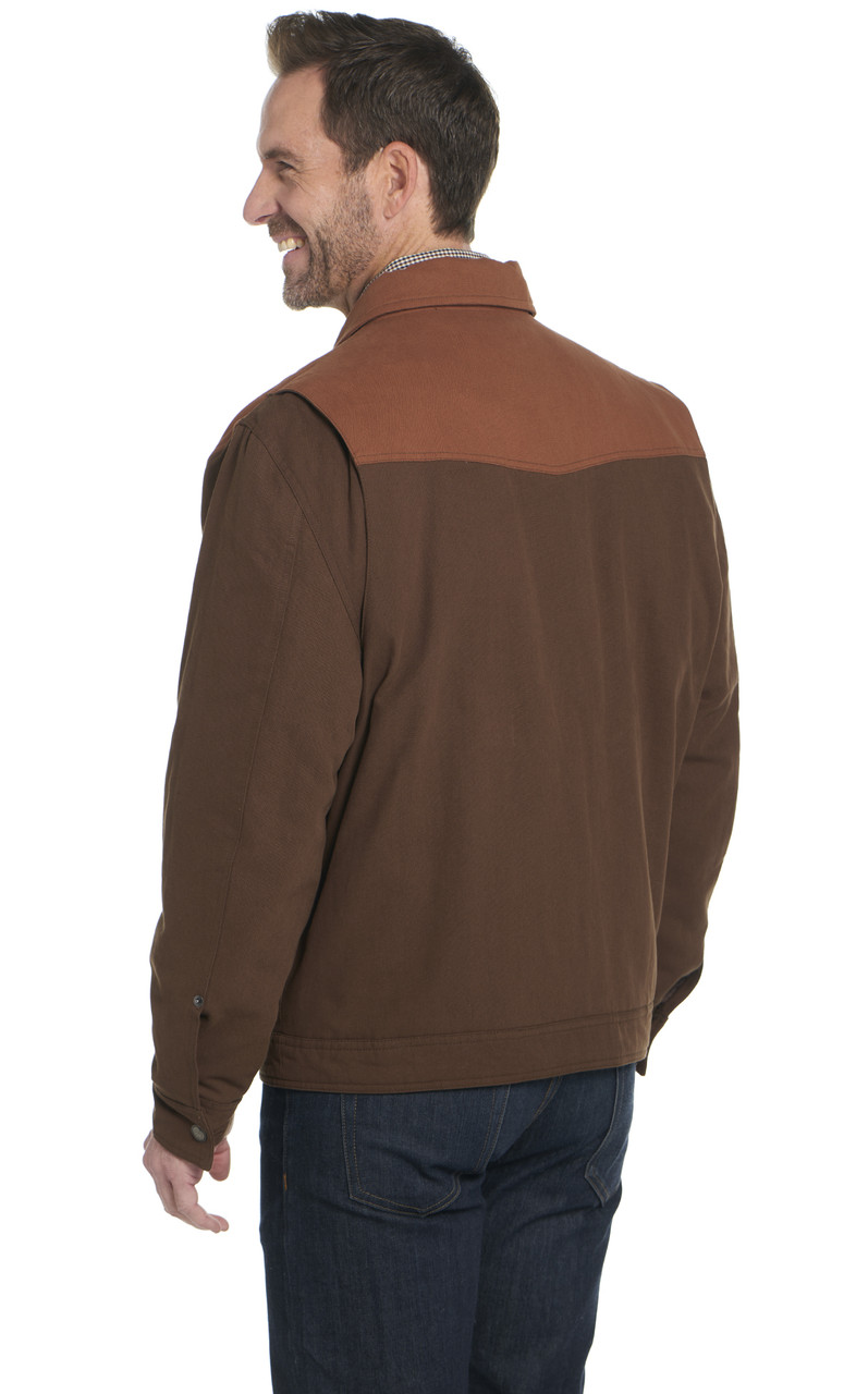 Zip Front Two-Toned Canvas Jacket W/ Bi-Swing Back, Caped Front Yokes ...