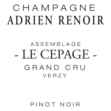 Champagne Adrien Renoir Champagne Brut Pinot Noir Le Cepage Assemblage Grand Cru Verzy NV 750ml ...