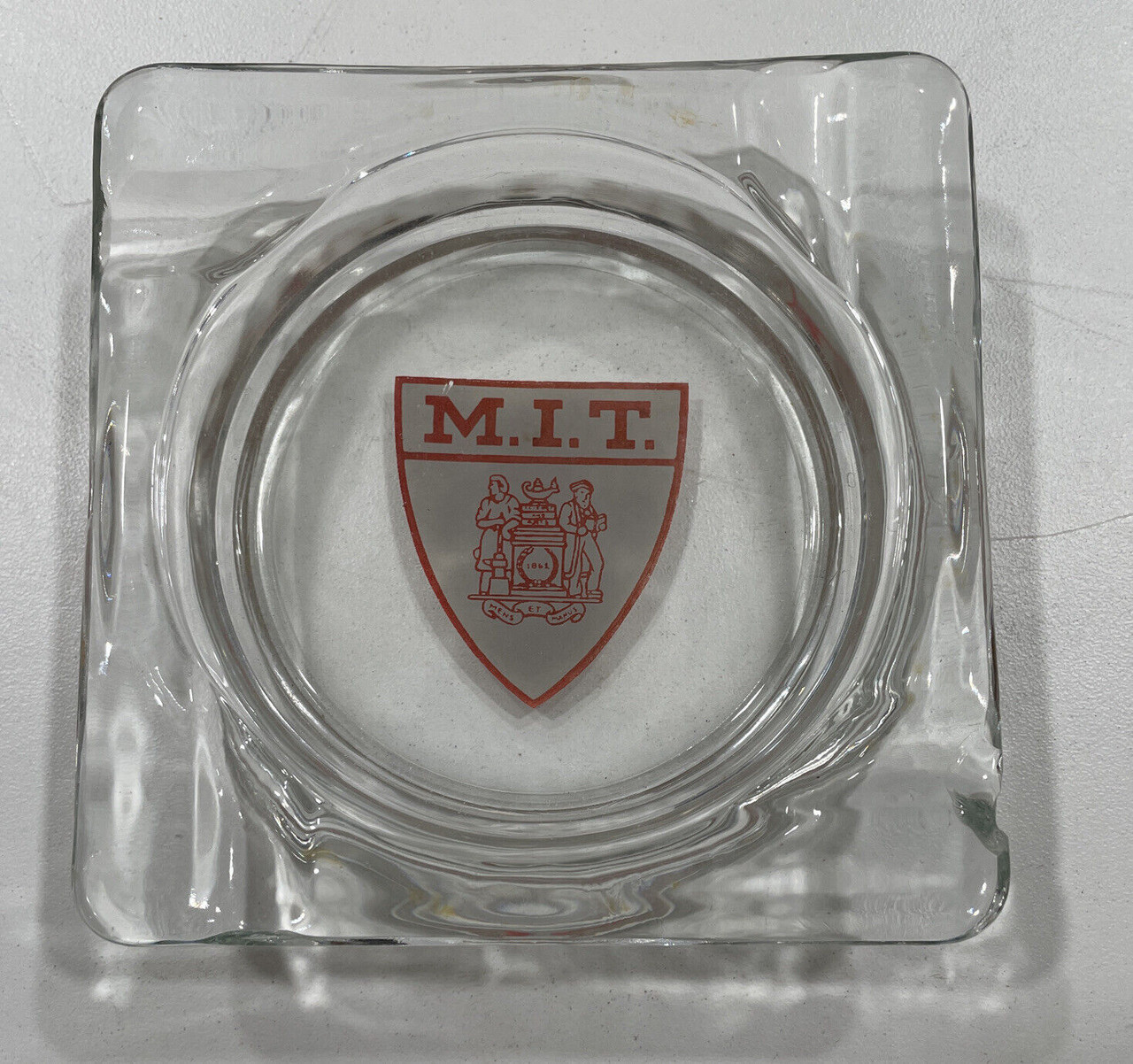 Vintage MIT School Crest Ashtray - Collectible Ivy