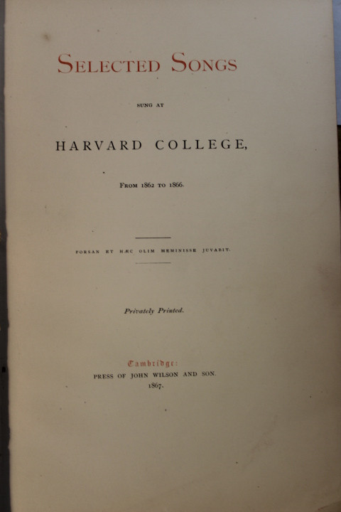 Selected songs sung at Harvard college, from 1862 to 1866