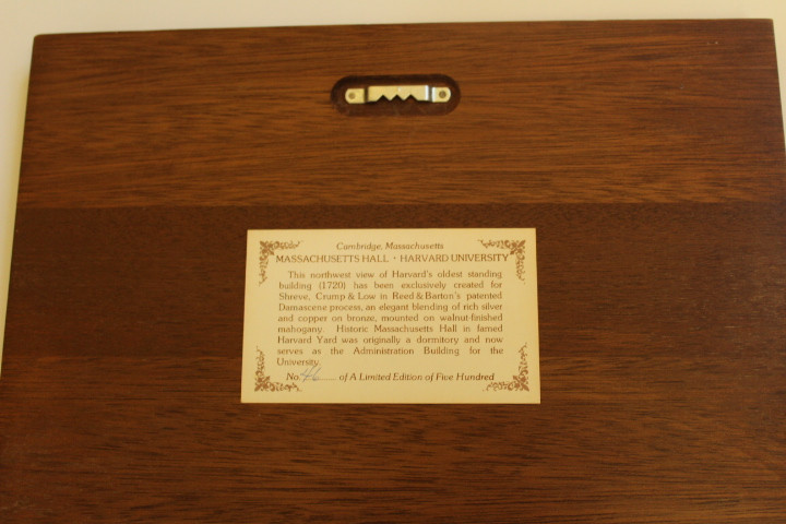 Harvard University Massachusetts Hall Plaque Limited Edition