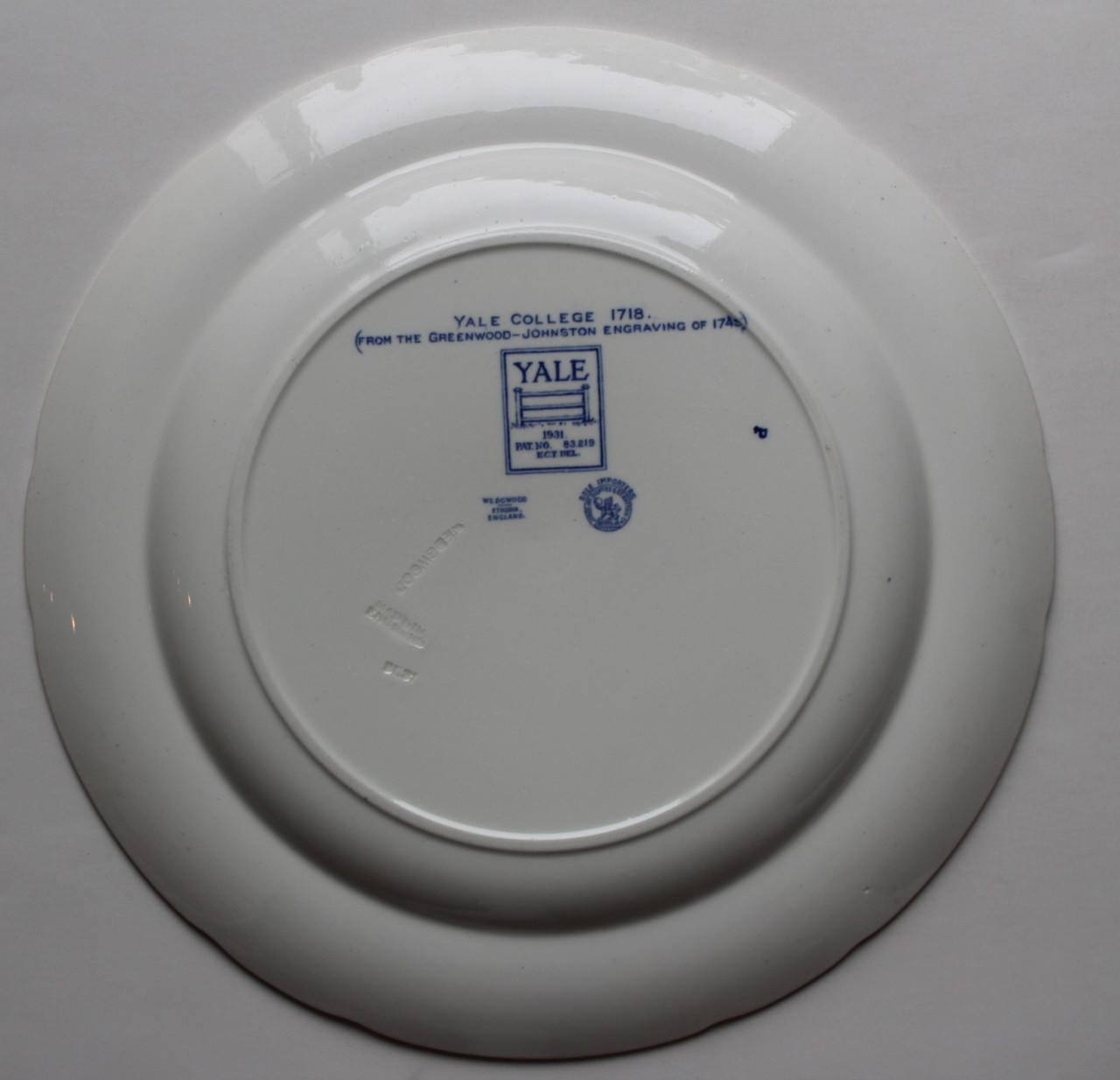 Yale Wedgwood Plate - Yale College - Collectible Ivy