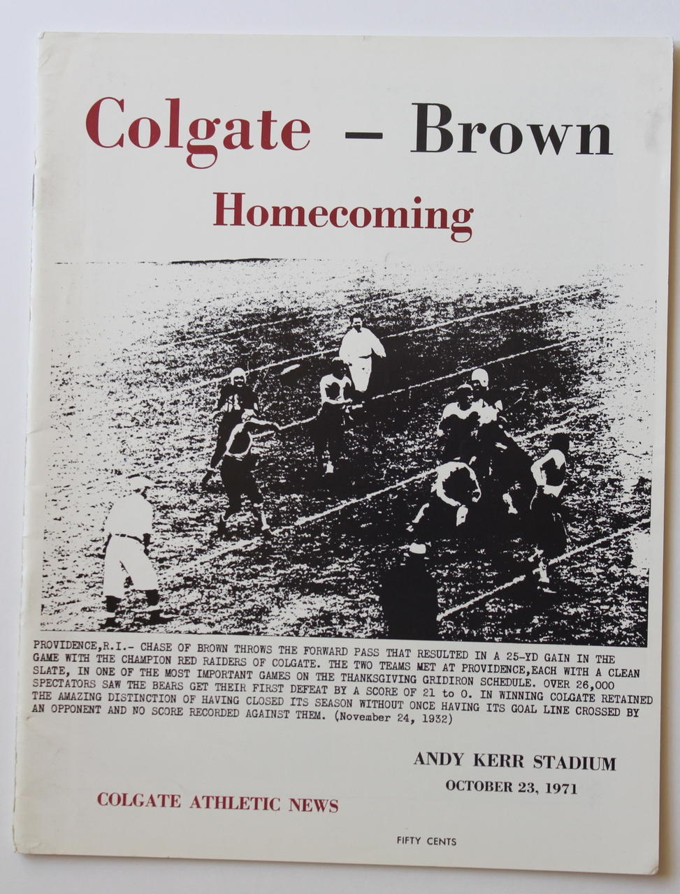 Colgate v. Brown Football Program 1971 - Collectible Ivy