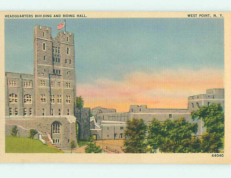 U.S. Military Academy West Point Linen Postcard Headquarters Building ...