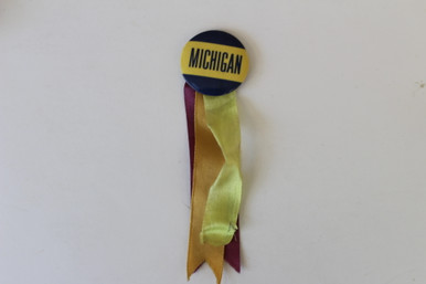 University of Michigan Vintage Football Pin with Ribbon - Collectible Ivy