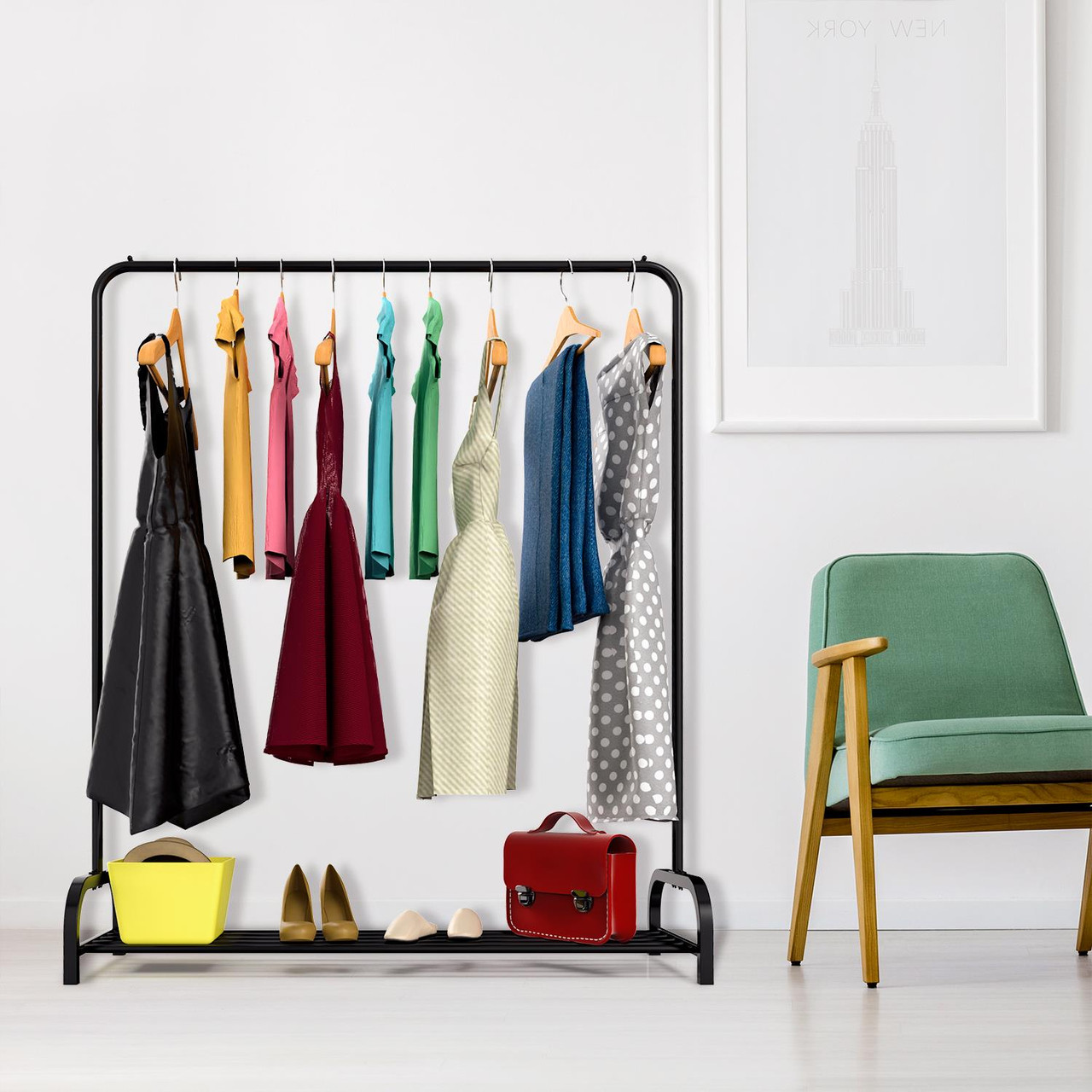 Vinsani® Heavy Duty Metal Clothes Rail Stand with Single Hanging Rail ...