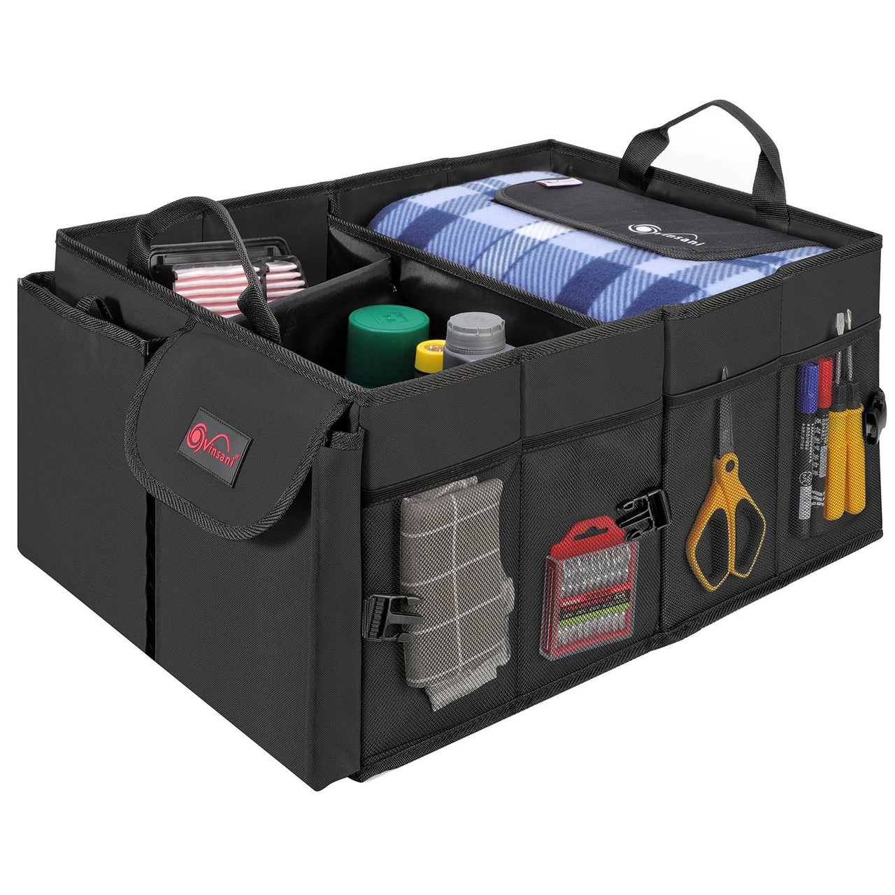 Vinsani Deluxe Car Boot Storage Organiser Bag Anti Slip Foldable Large ...