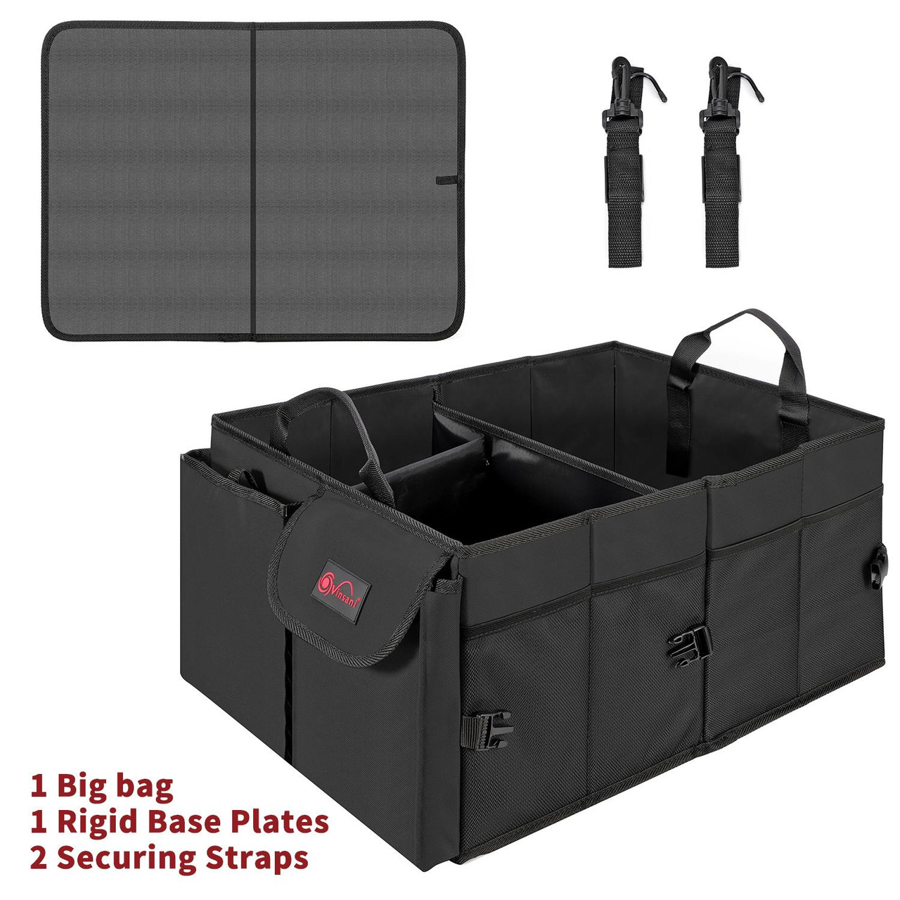 Vinsani Deluxe Car Boot Storage Organiser Bag Anti Slip Foldable Large ...