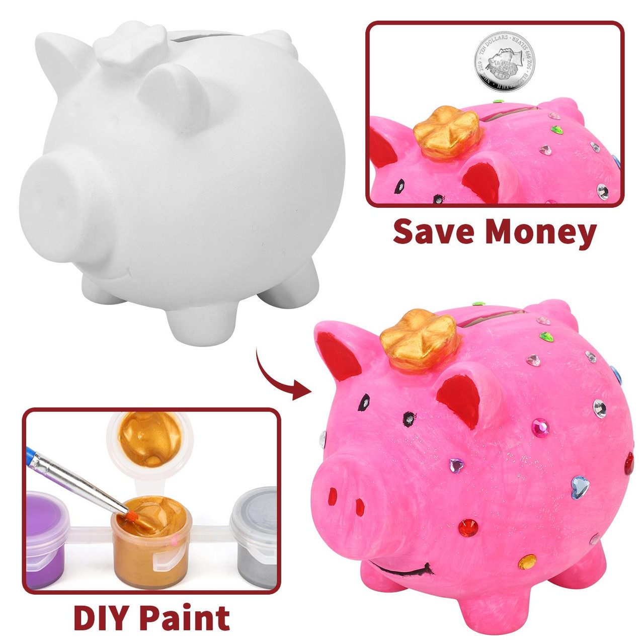 SOKA Paint Your Own Money Bank Arts & Crafts Kit, DIY Fun Creative ...