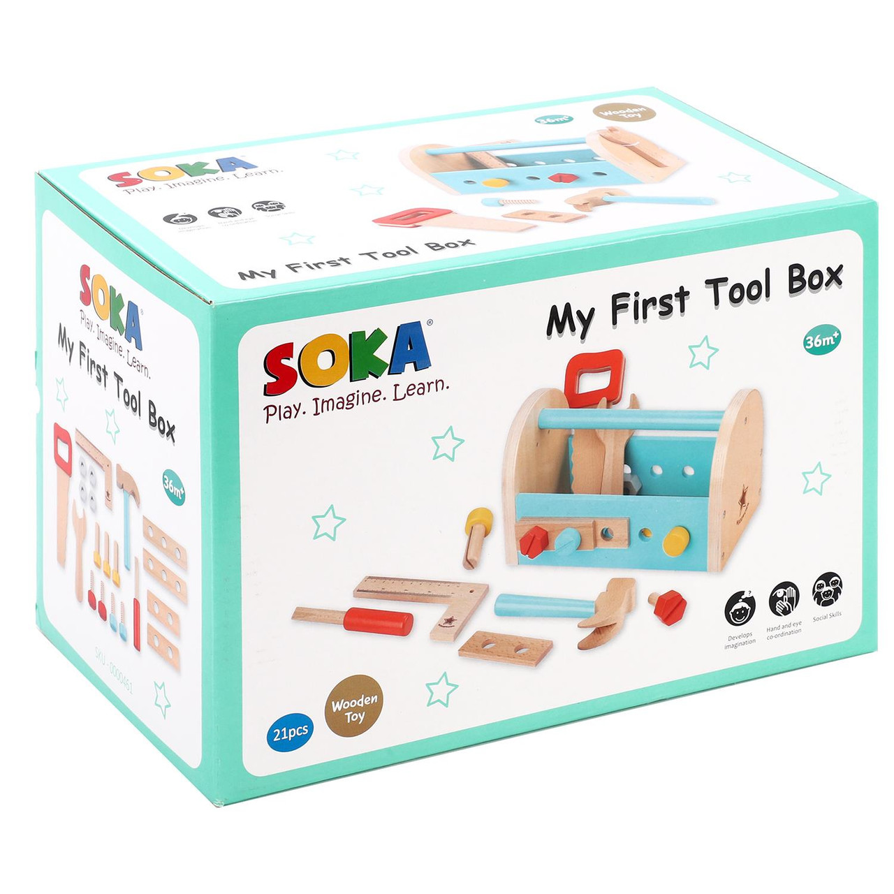SOKA My First Toolbox Carpenter Wooden Building Tools Play Set ...