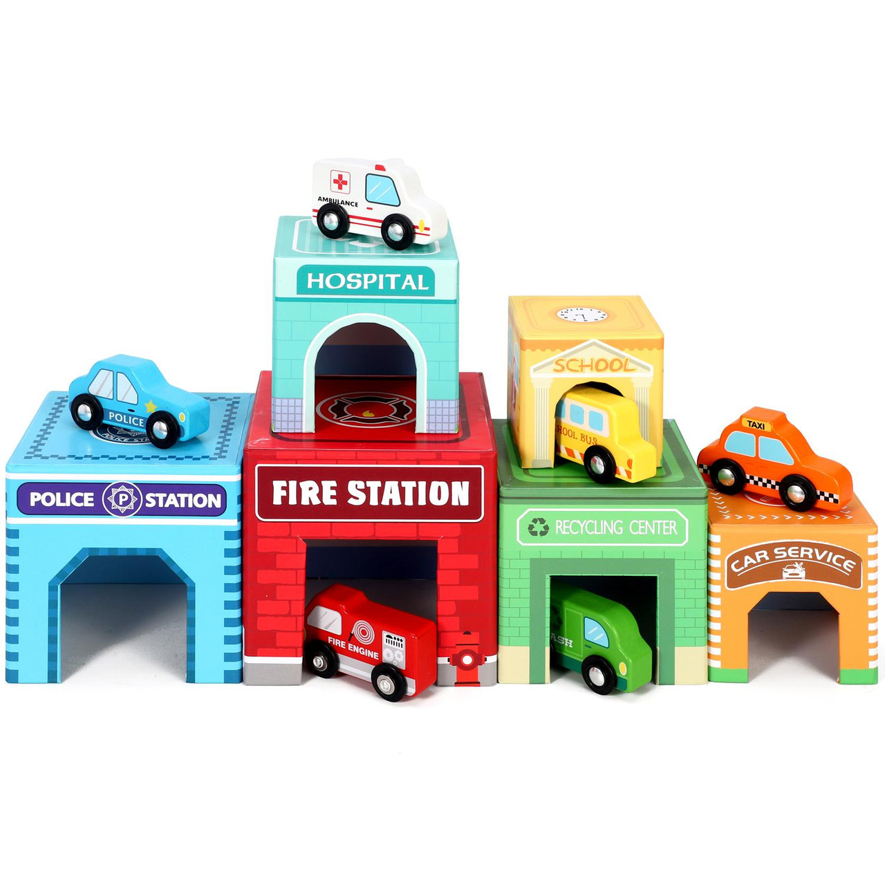 SOKA 12pcs Stacking and Sorting Cubes Wooden Balancing Buildings ...