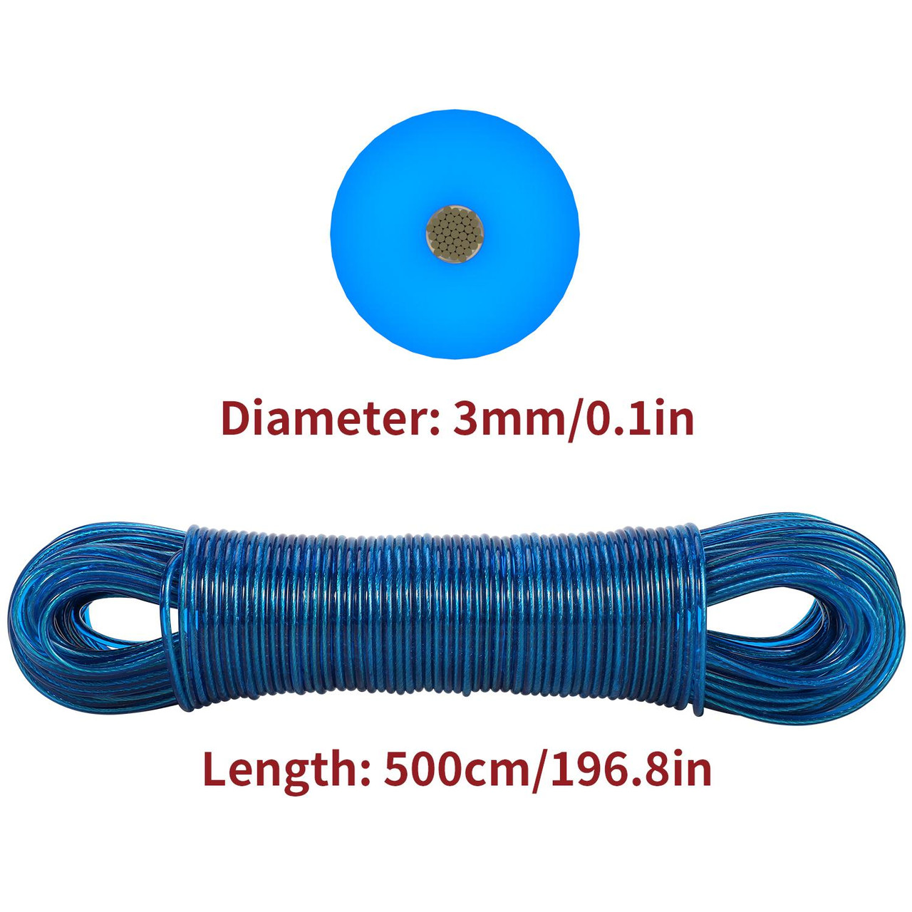 Vinsani 50m Washing Line Rope Strong Steel Core Laundry Clothes Lines ...