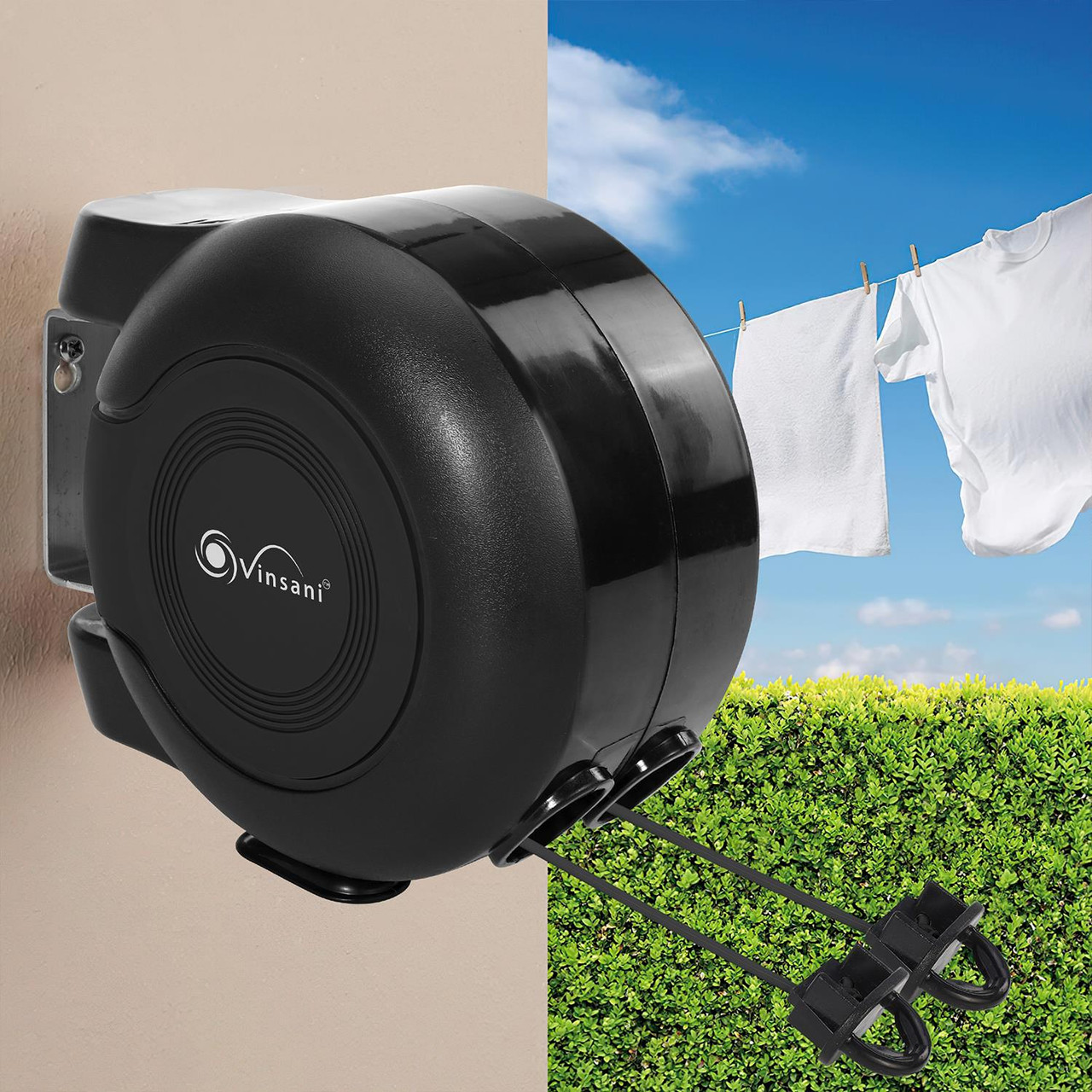 Vinsani 30 metre Retractable Reel Clothes Lines Washing Line with Twin ...