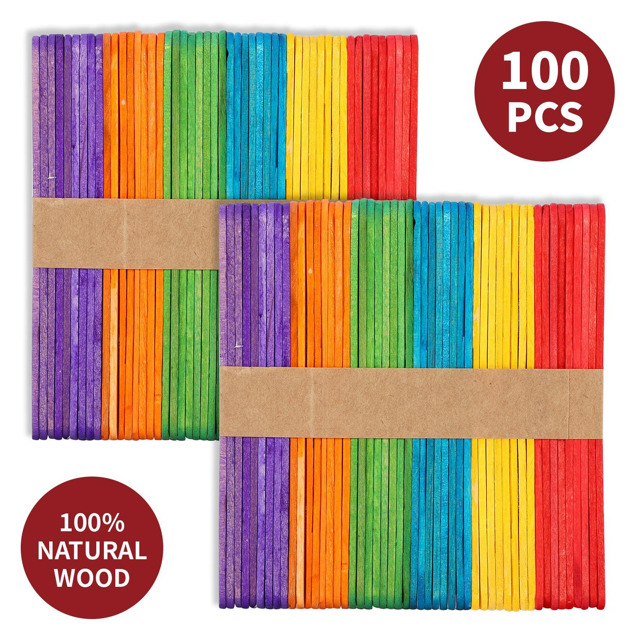 Vinsani 100/300/500pcs Coloured Wooden Lolly Sticks – Smooth Craft ...