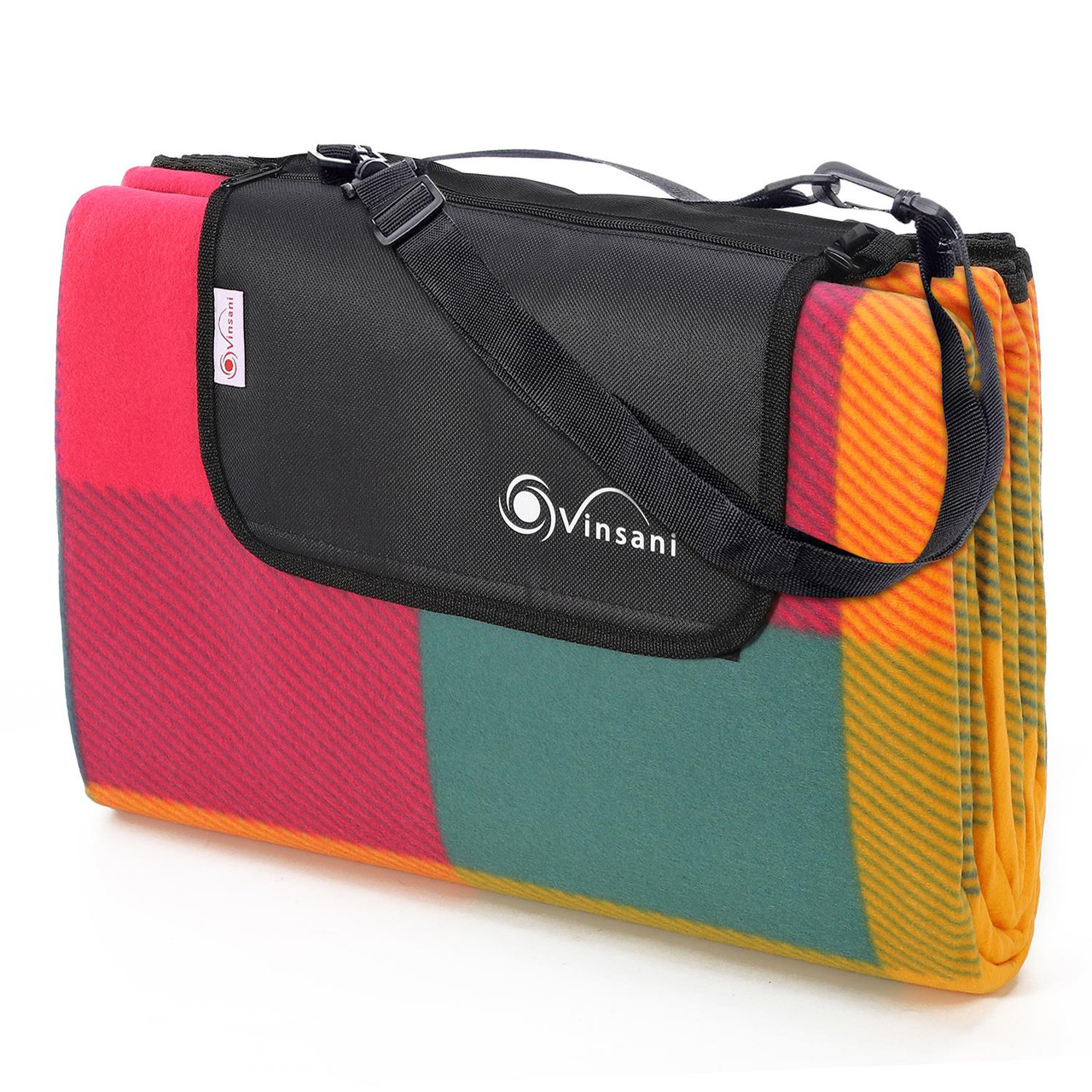Vinsani 220 x 200cm Folding Picnic Blanket Waterproof Sandproof Backing Ideal for Camping Outdoor Picnic Rug Mat with Carry Handle Vinsani Ltd