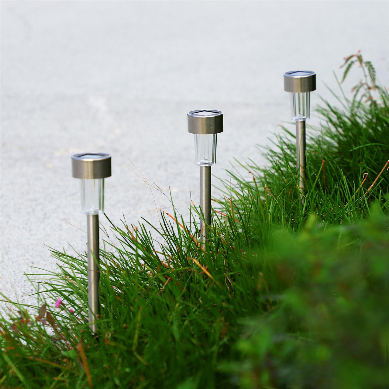 Vinsani Stainless Steel Pack of 10 Solar Powered Stick Post LED Lights ...