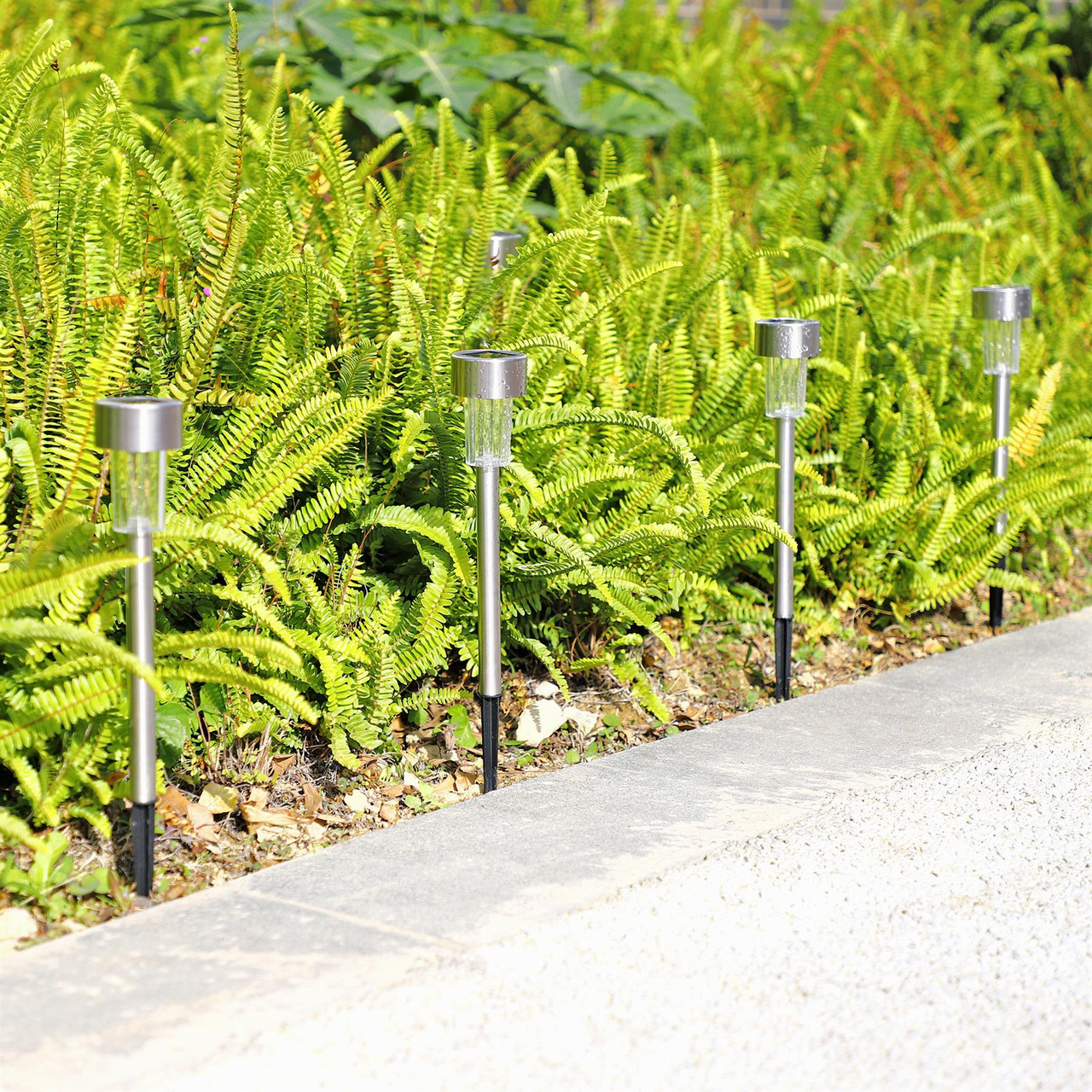 Vinsani Stainless Steel Pack of 10 Solar Powered Stick Post LED Lights ...