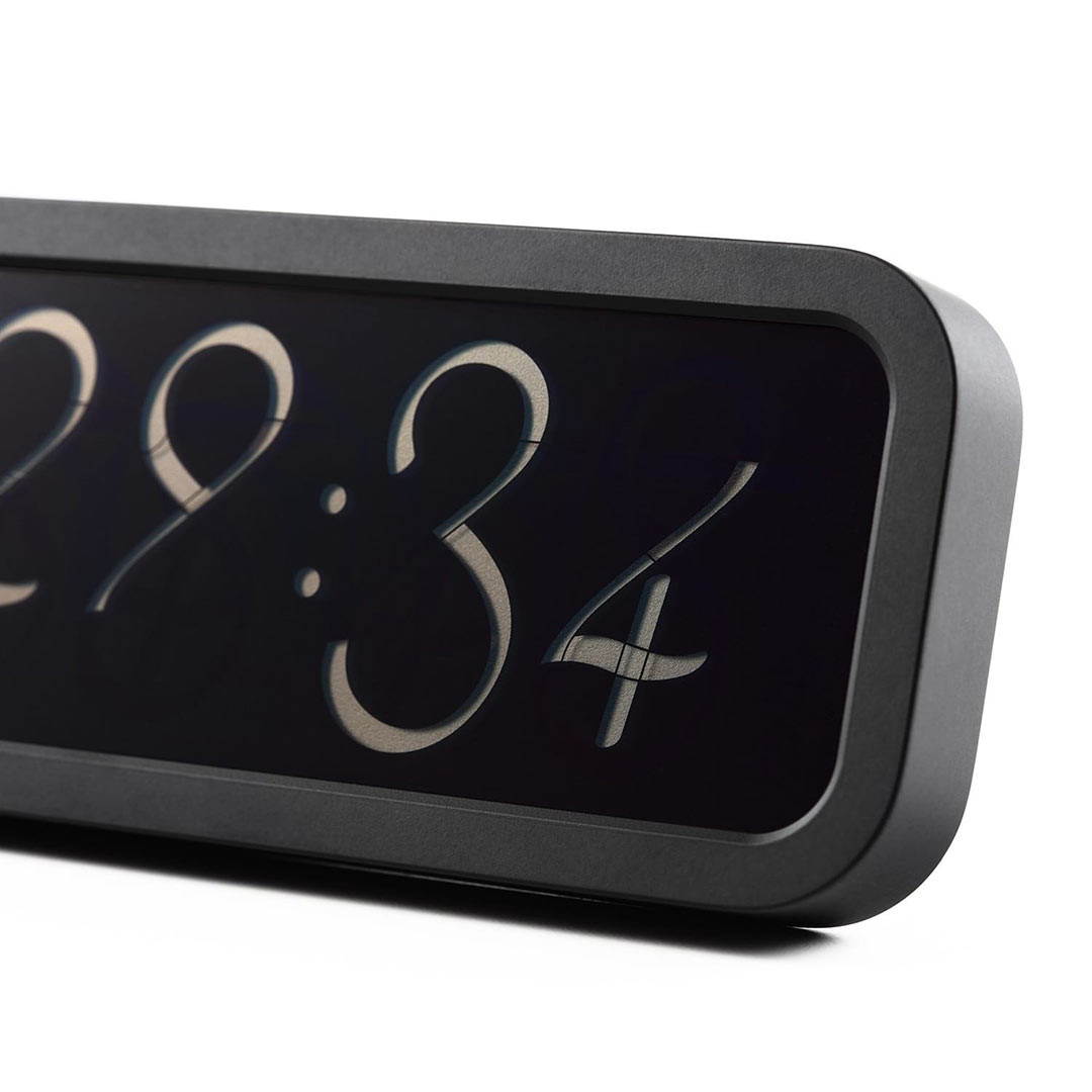 Lexon Script LR133N Black Alarm Clock | The Design Gift Shop