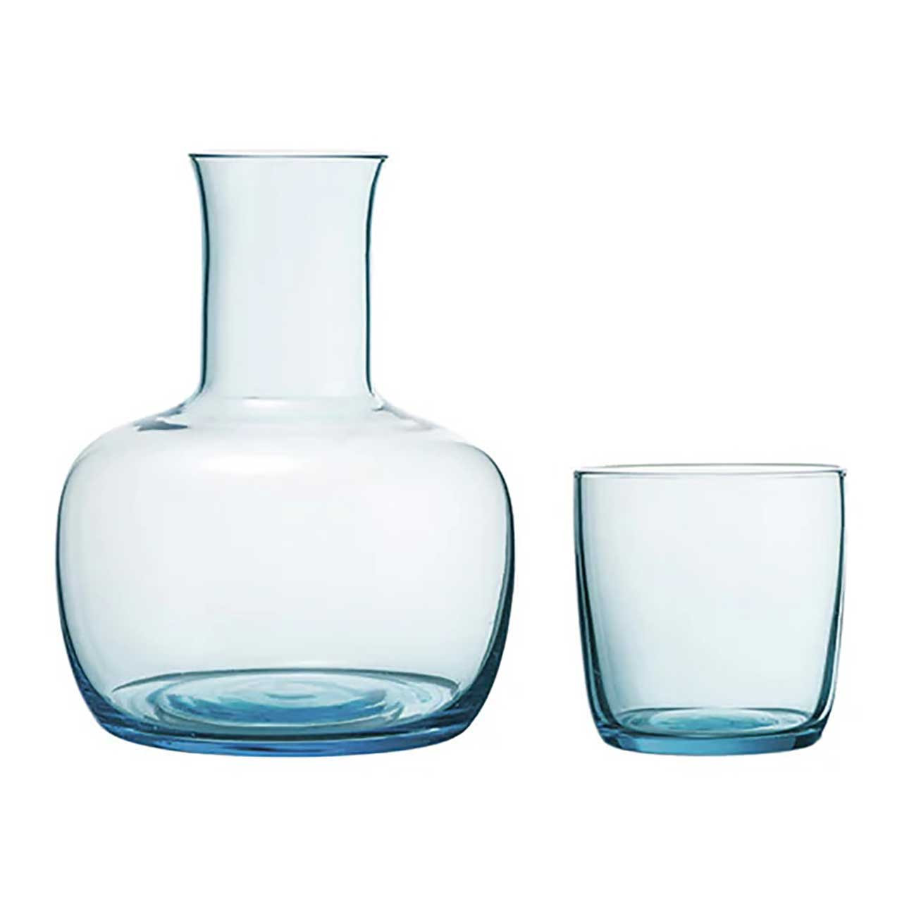 Glass Carafe & Tumbler Set — Bulb Aqua Blue | Annabel Trends