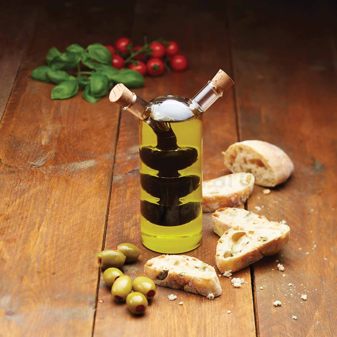 GABEL&TELLER Italian Glass Dual Oil & Vinegar Bottle | the design gift shop