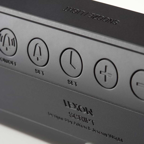 Lexon Script LR133N Black Alarm Clock | The Design Gift Shop