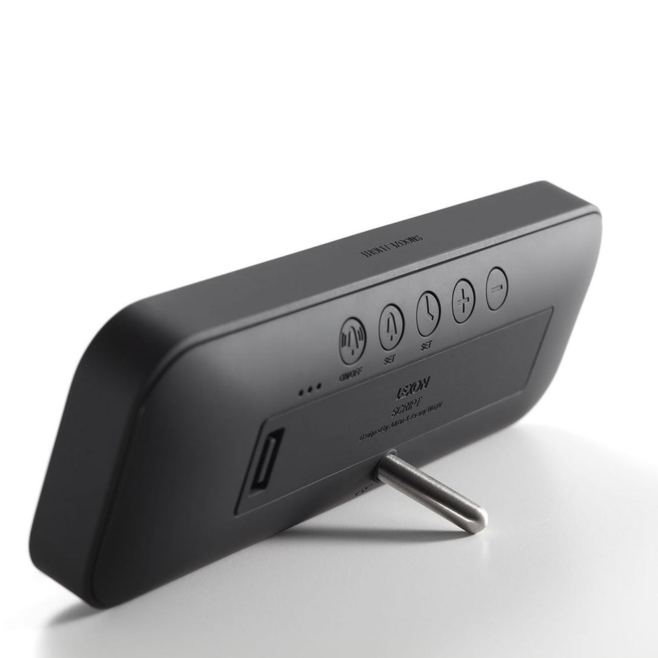 Lexon Script LR133N Black Alarm Clock | The Design Gift Shop