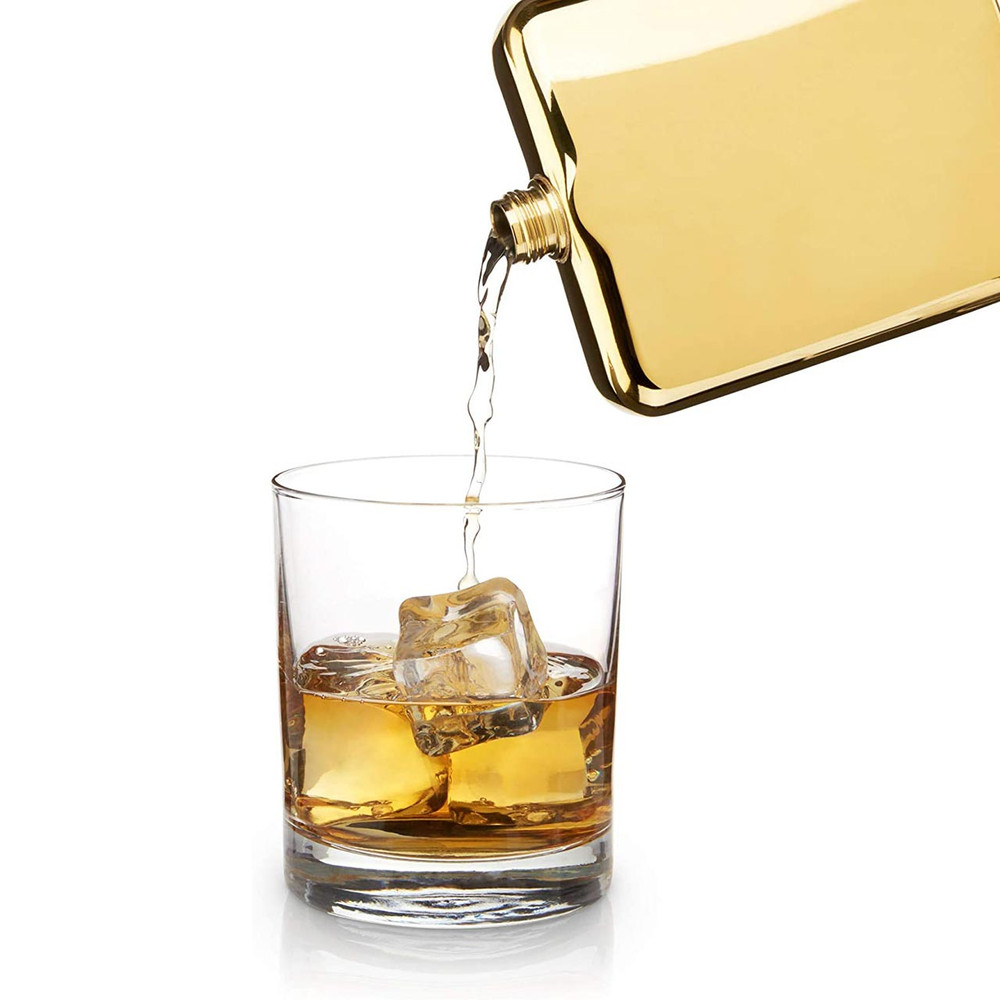 VISKI 14 Karat Plated Gold Flask 6 oz | the design gift shop