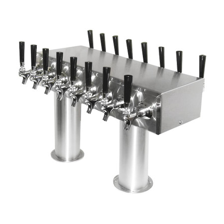 Dual-Sided Double Pedestal Beer Tower - 16 Taps - Glycol Chilled