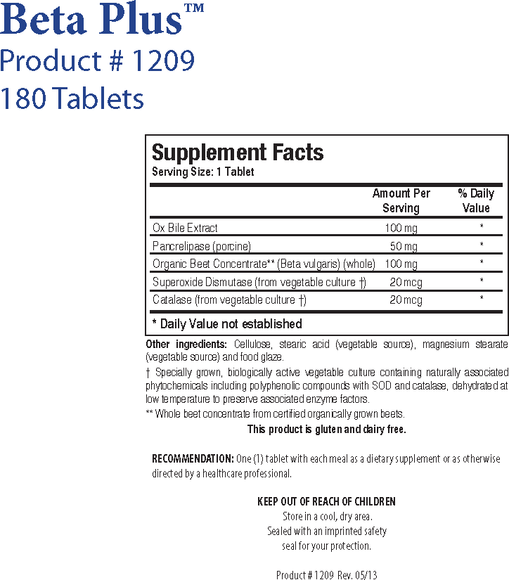 Beta Plus 180 tablets by Biotics Research