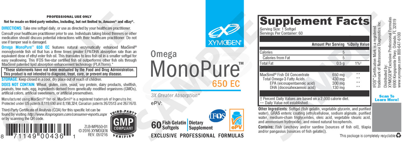 Omega Monopure 650 Ec By Xymogen