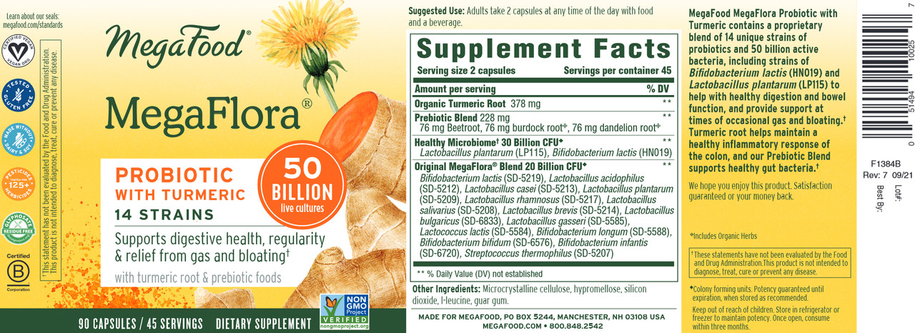 MegaFlora Probiotic with Turmeric 90 veggie capsules - AcuAtlanta ...