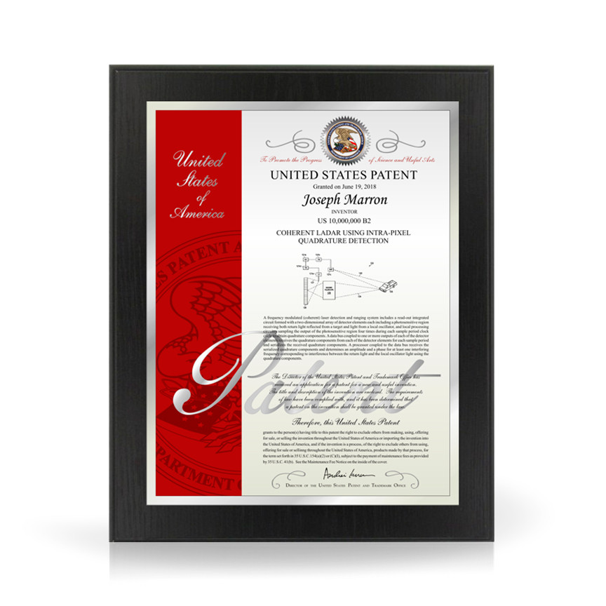 Prelude Silver & Black Patent Plaque | Classic Series | U.S. Patent ...