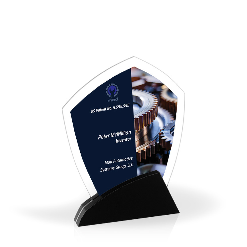 Lauren Acrylic Shield Award | Desktop Recognition | US Patent Certificate