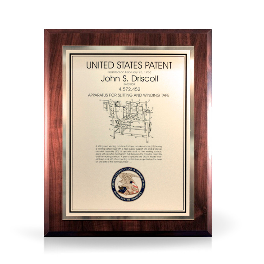 Moderno Gold and Walnut Finish Patent Plaque | Modern Collection | US ...