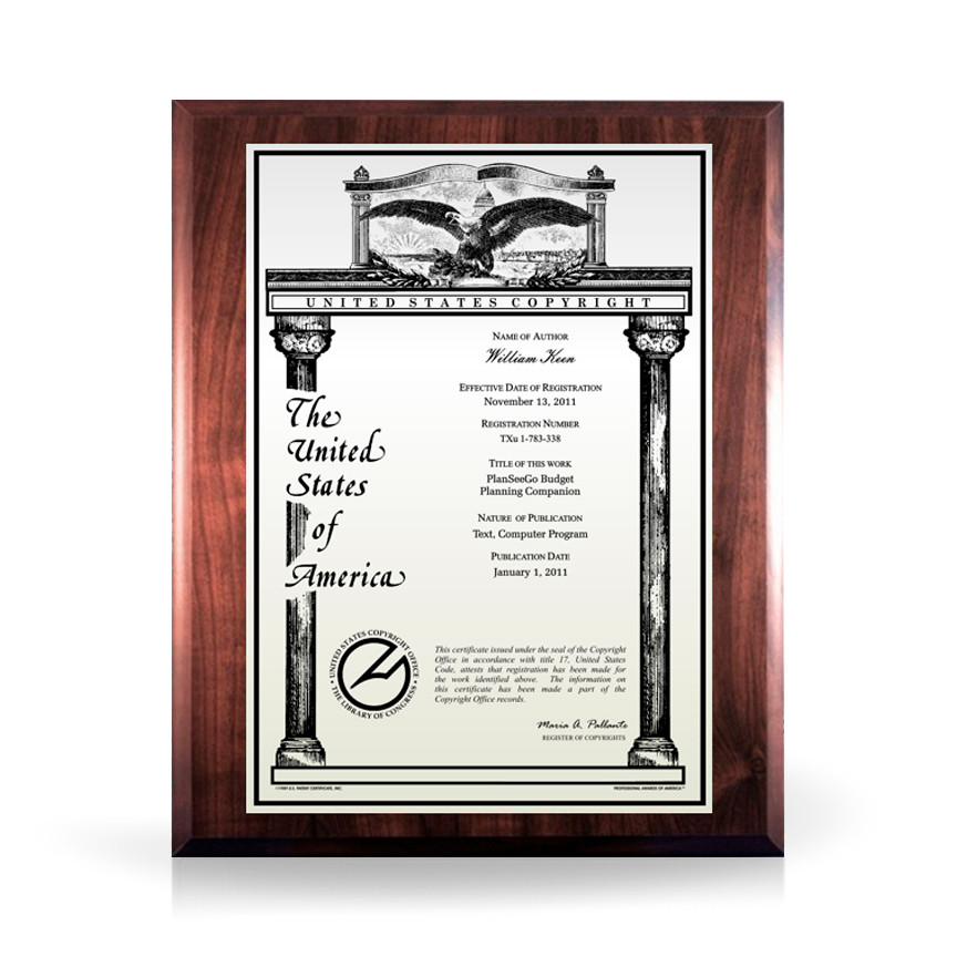 Veritas Silver and Walnut Finish Copyright Plaque | Copyright Plaques ...