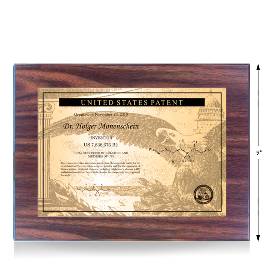 Legacy Eagle Walnut Finish Patent Plaque | Value Collection | US Patent ...