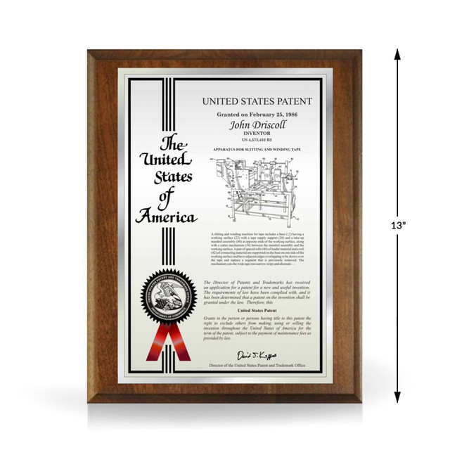 Red Accolade Silver and Solid Walnut Patent Plaque | Ribbon Series | US ...