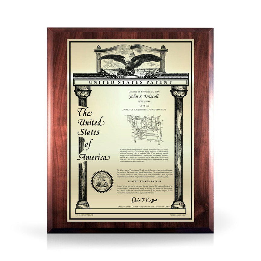 Patent Awards, Patent Plaques and Inventor Recognition