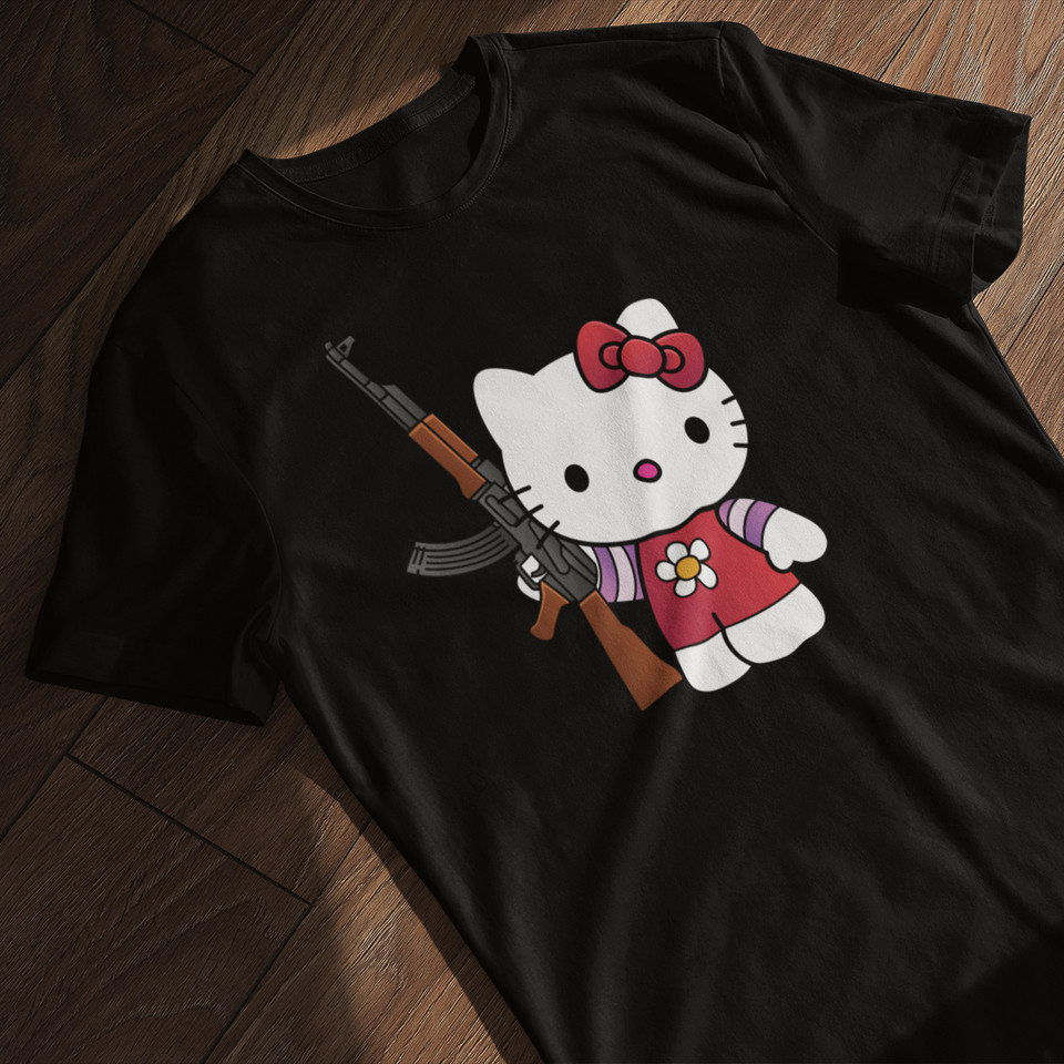 Hello Kitty Sticker - Tactical Kitty with AK-47 Decal