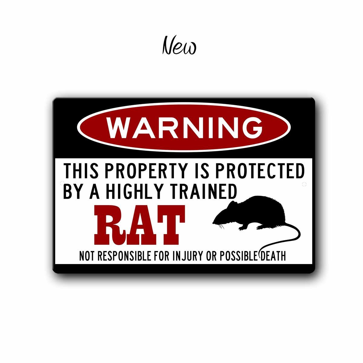 Rat Warning Sign, Aluminum Metal Sign | Blue Fox Gifts