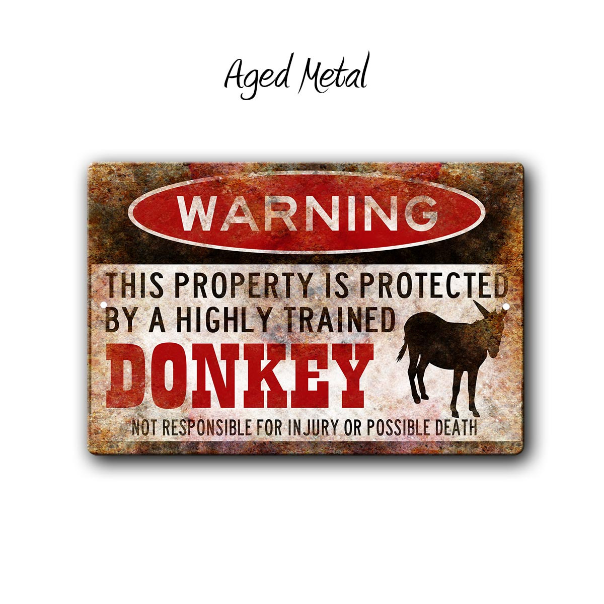 Funny Donkey Sign - Metal Donkey Warning Sign | Blue Fox Gifts