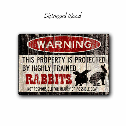 Warning Protected By Rabbits, Metal Sign | Blue Fox Gifts