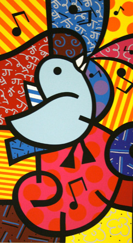 SONG BIRDS (BLUE BIRD) BY ROMERO BRITTO - GRUN ART