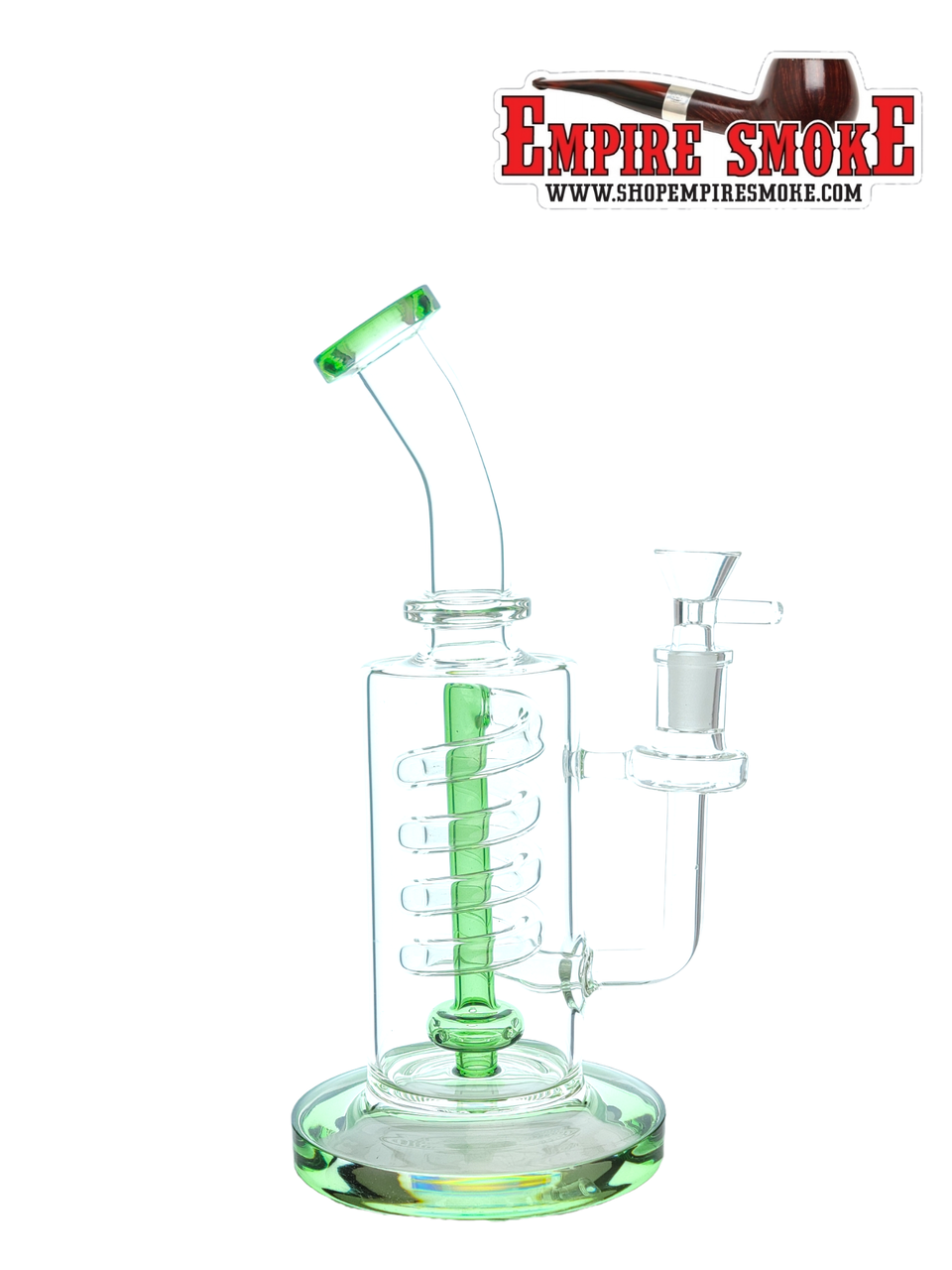 10" Spiral Perc Glass Bong Green