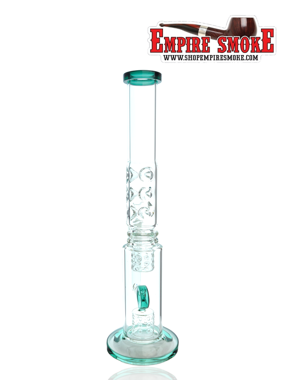 17" Fire Cut Inset To Donut Perc Bong Jade - Empire Smoke